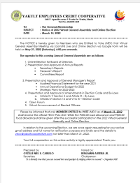 2022 Annual General Assembly Notice | YECC